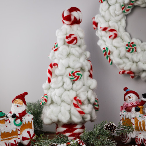 Plush Tree with Peppermint & Candy Canes Christmas Decoration - 16.5 ...