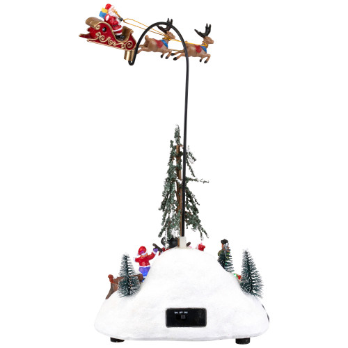 LED Lighted & Musical Flying Santa Animated Christmas Village Display ...