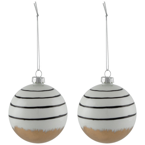 Abstract Glass Ball Christmas Ornaments - 3" (80mm) - White & Black ...