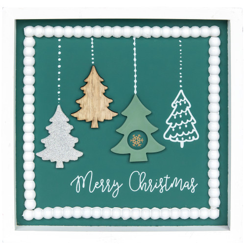 Merry Christmas Trees Framed Wall Art - 9.5" x 9.5" | Christmas Central