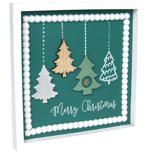 Merry Christmas Trees Framed Wall Art - 9.5" x 9.5" | Christmas Central