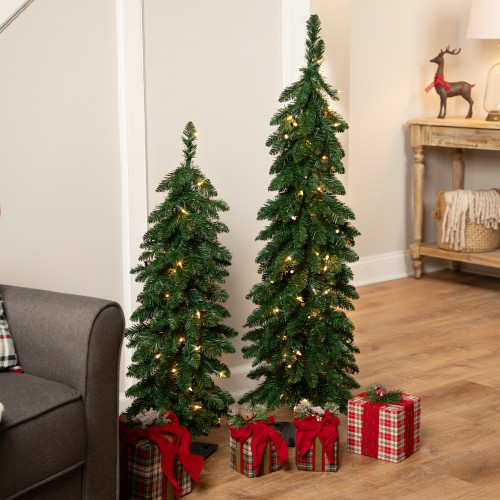 Pre-Lit Pencil Alpine Artificial Christmas Tree - 3' - Clear Lights ...