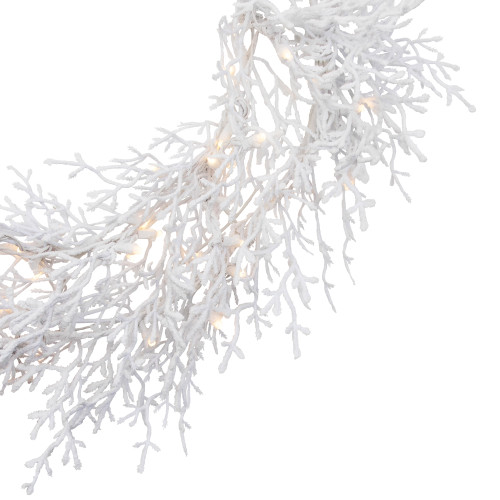 Pre-Lit Flocked Twig Artificial Christmas Wreath - 30" - LED Warm White ...