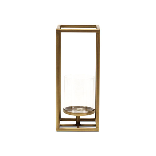 Small Square Framed Candle Lantern with Glass Insert - 13" - Gold ...