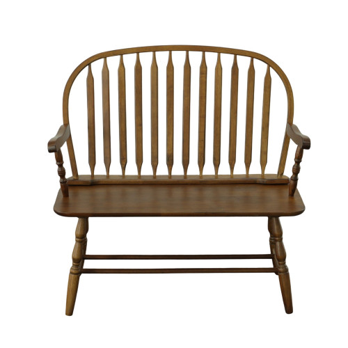 Arched Back Bench with Armrest - 44" - Elm Brown | Christmas Central