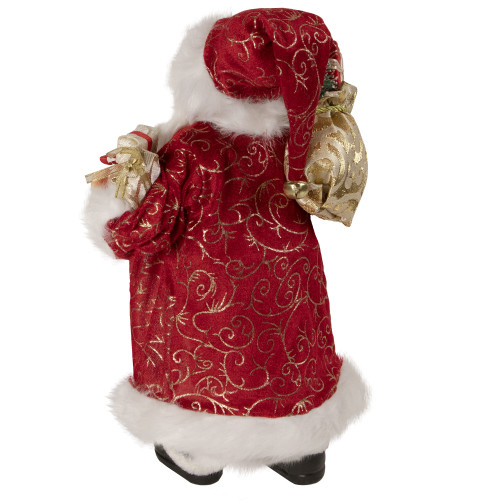 16" Red & Gold Filigree Santa Claus with Gifts Christmas Figurine ...