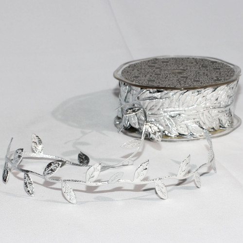 Fine Lustrous Silver Leaf Garland 1" x 33 Yards | Christmas Central