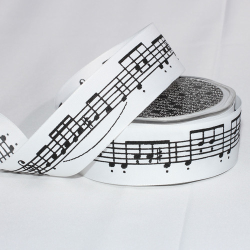 White Music Note Print Wired Craft Ribbon 1.5" x 44 Yards | Christmas ...