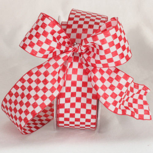 Red & White Checkered Wired Craft Ribbon 1.5" x 54 Yards | Christmas ...