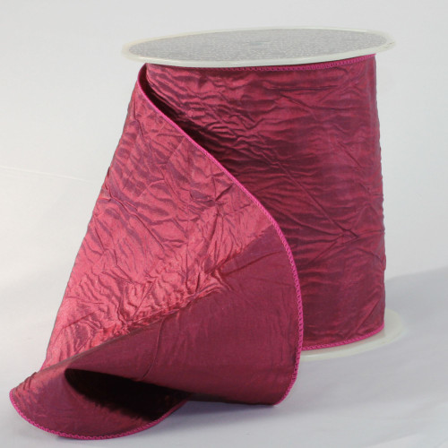 Crinkled Solid Pink Wired Craft Ribbon 6" x 27 Yards | Christmas Central
