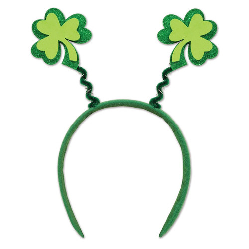 Club Pack of 12 St. Patrick's Day Glittered Shamrock Bopper Headbands ...