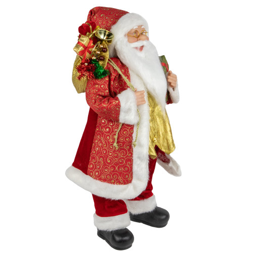 24" Red & White Santa with Gift Bag & Presents Christmas Figure ...
