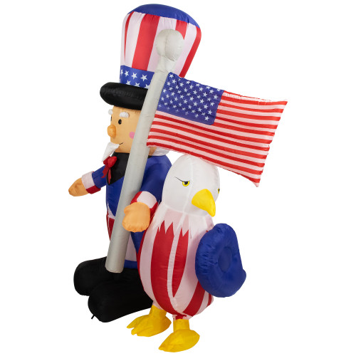 Inflatable Lighted Uncle Sam with American Flag & Eagle Outdoor Decor ...