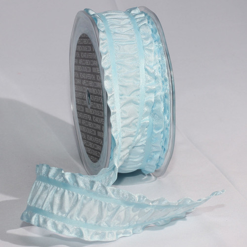 Baby Blue Woven Edge Ruffles Craft Ribbon 1.5" x 30 Yards | Christmas ...