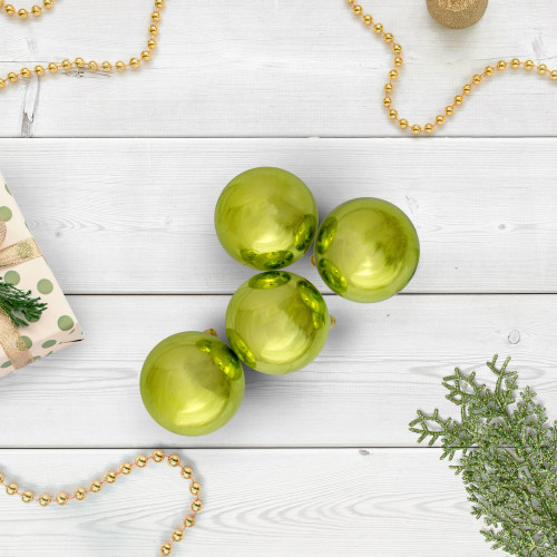 60ct Kiwi Green Shatterproof Shiny Christmas Ball Ornaments 2.5" (60mm ...