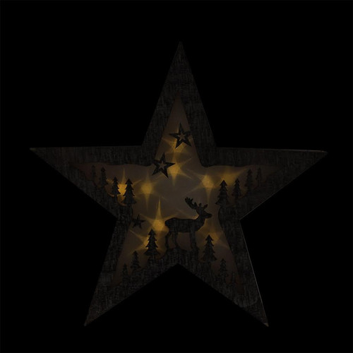 11" White Battery Operated LED Lighted Rustic Star Christmas Decor ...