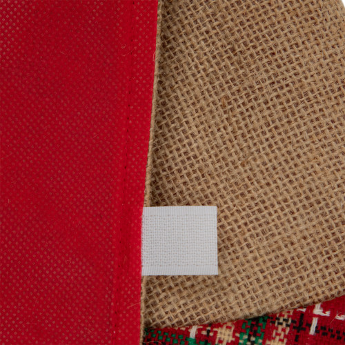 Burlap Mini Christmas Tree Skirt with Red Plaid Border - 20 ...