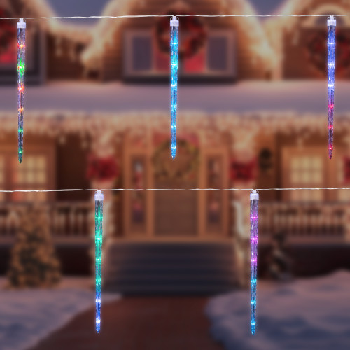 LED Color Changing Cascading Icicle Christmas Light Tubes - Multicolor ...