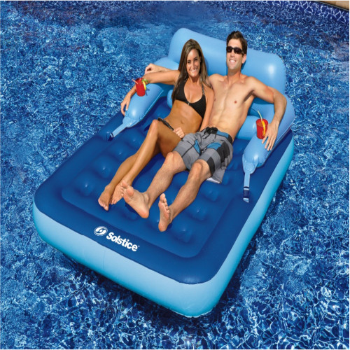 Inflatable Blue Malibu Pool Mattress with Removable Back Rest - 80 ...