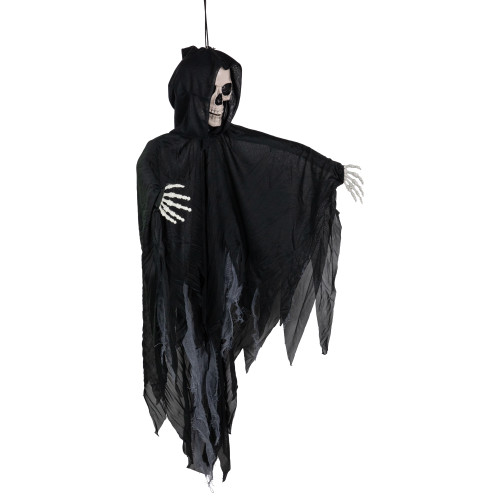 36" Animated Grim Reaper Hanging Halloween Decoration with LED Lighted ...