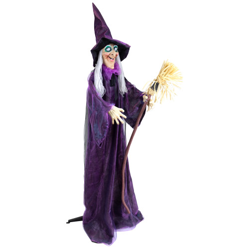LED Lighted & Animated Witch Halloween Decoration - 5.5' | Christmas ...