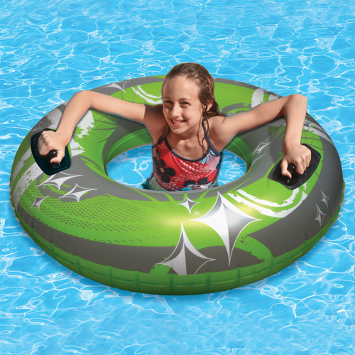 50" Inflatable Green & Gray Giant Swimming Pool Inner Tube | Christmas ...