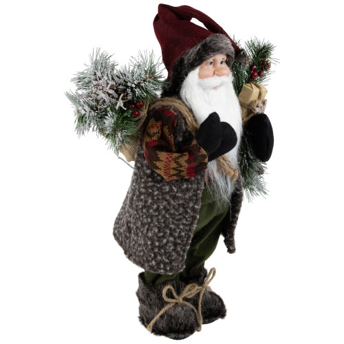 16" Country Rustic Santa Claus with Present Christmas Figure ...