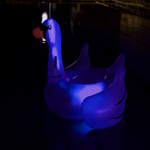 Inflatable LED Lighted Color Changing Swimming Pool Ride-On Swan Float ...