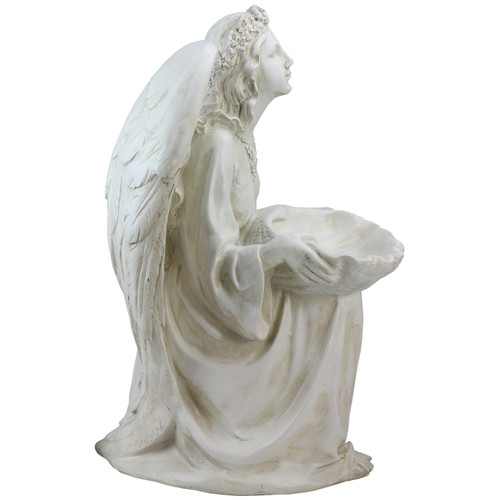 19.75" Kneeling Angel Holding Shell Religious Outdoor Garden Statue ...