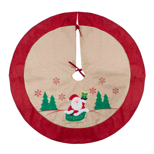 Santa Claus in Sleigh Embroidered Christmas Tree Skirt - 36 ...