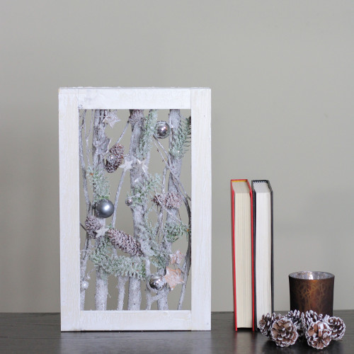 Decorated Standing Birch Branches in Wood Frame Table or Wall ...