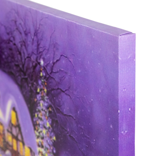Fiber Optic & LED Lighted Snowy Christmas House Canvas Wall Art - 12" x ...