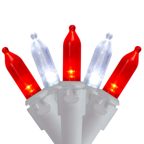 100-Count Red & Pure White LED Mini Christmas Lights, 33ft White Wire ...
