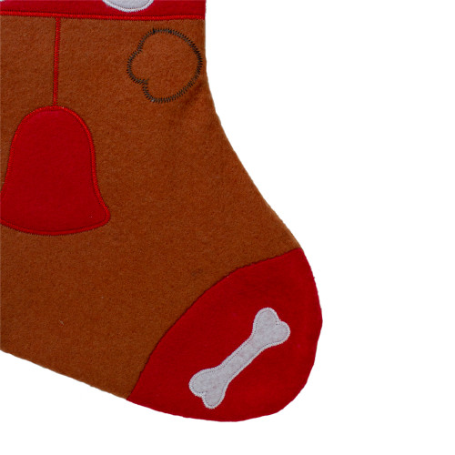17" Red & Brown "DOG" Embroidered Christmas Stocking with Cuff ...