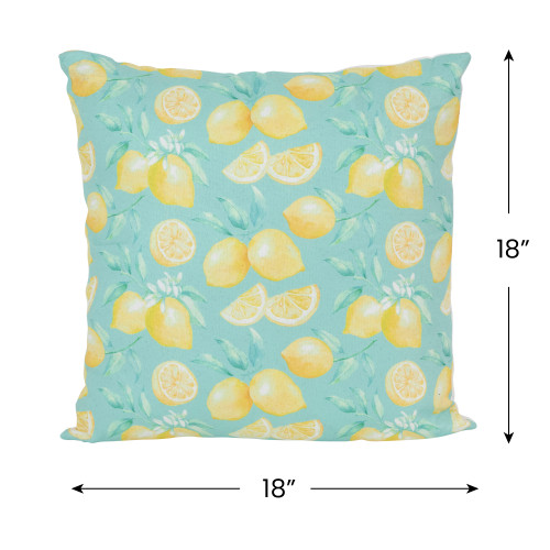 18" Blue & Yellow Tropical Lemons Square Throw Pillow | Christmas Central