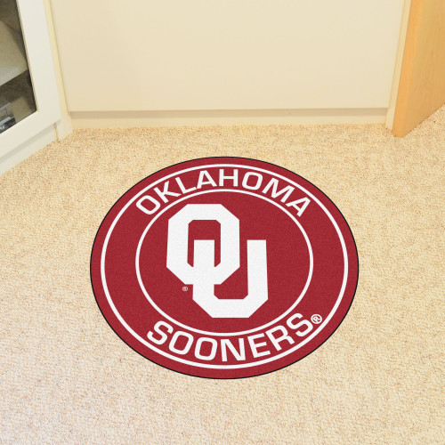 27" Red & White NCAA University of Oklahoma Sooners Rounded Door Mat ...