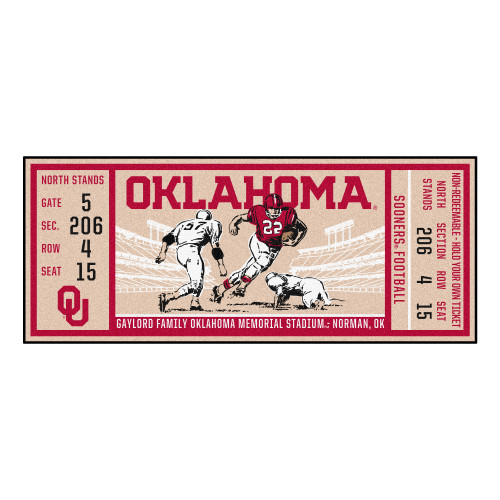 30" x 72" Gray & Red NCAA University of Oklahoma Sooners Ticket Mat ...