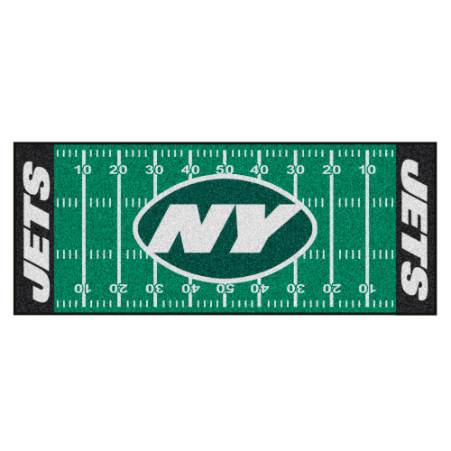 30" x 72" Green & Black NFL New York Jets Football Field Area Rug ...