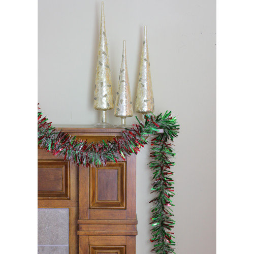 Boa Wide Cut Tinsel Commercial Christmas Garland - 12' x 4" - Red ...