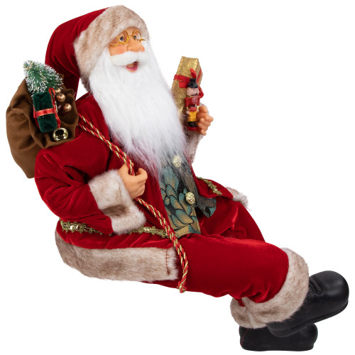 24" Sitting Santa Claus with Gift Bag & Presents Christmas Figure ...
