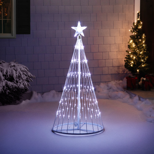 LED Lighted Show Cone Outdoor Christmas Tree - 4' - White - Pure White ...