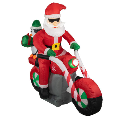 6.5' Lighted Inflatable Santa Claus on Motorcycle Christmas Yard ...