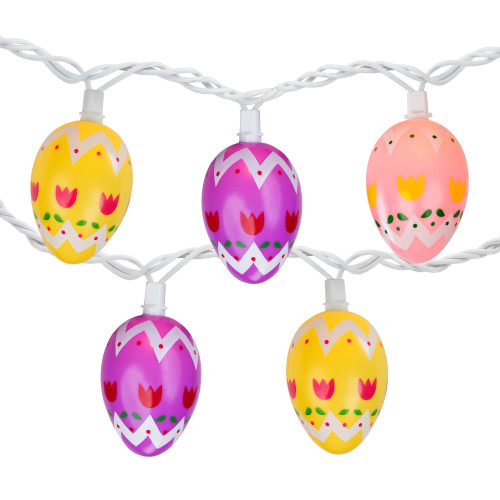 10-Count Pastel Multi-Color Easter Egg String Light Set, 7.25ft White ...