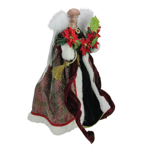 16" Green & Red Holly Berry Christmas Angel Tree Topper | Christmas Central