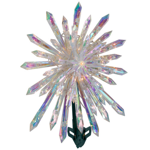 Lighted Iridescent Icicles Christmas Tree Topper - 14" - Clear Lights ...