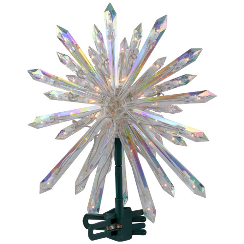 Lighted Iridescent Icicles Christmas Tree Topper - 14" - Clear Lights ...