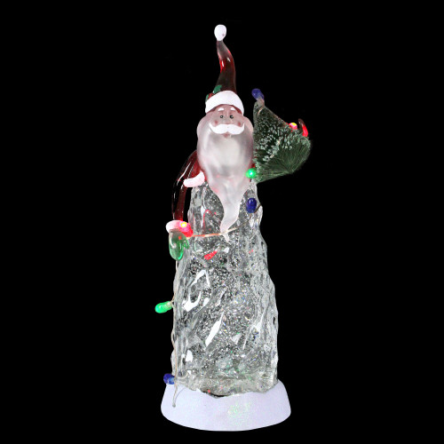 Swirling LED Lighted Santa with Tree & Lights Christmas Glittering Snow ...