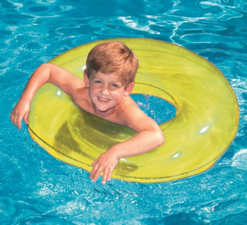 30-Inch Inflatable Bright Yellow Swim Ring Tube Pool Float for Ages 4 ...