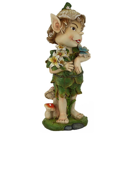 Perry the Pixie Mythical Garden Gnome Statue - 12.5" - Green & Beige ...