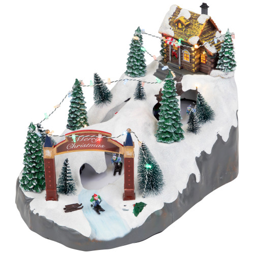 LED Lighted Winter Skiing Scene Animated Christmas Village Display - 15 ...